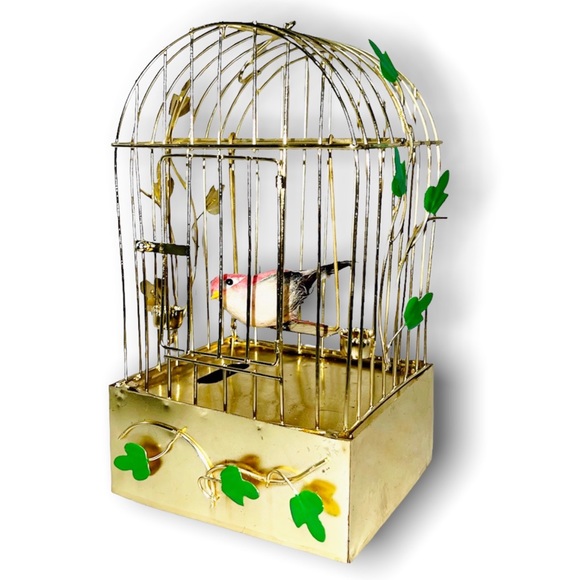 Accents | Vintage Musical Brass Bird Cage Wind Beneath My Wings Pink ...